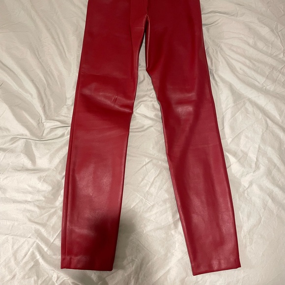 Zara | Pants & Jumpsuits | Zara Red Leather Pants | Poshmark